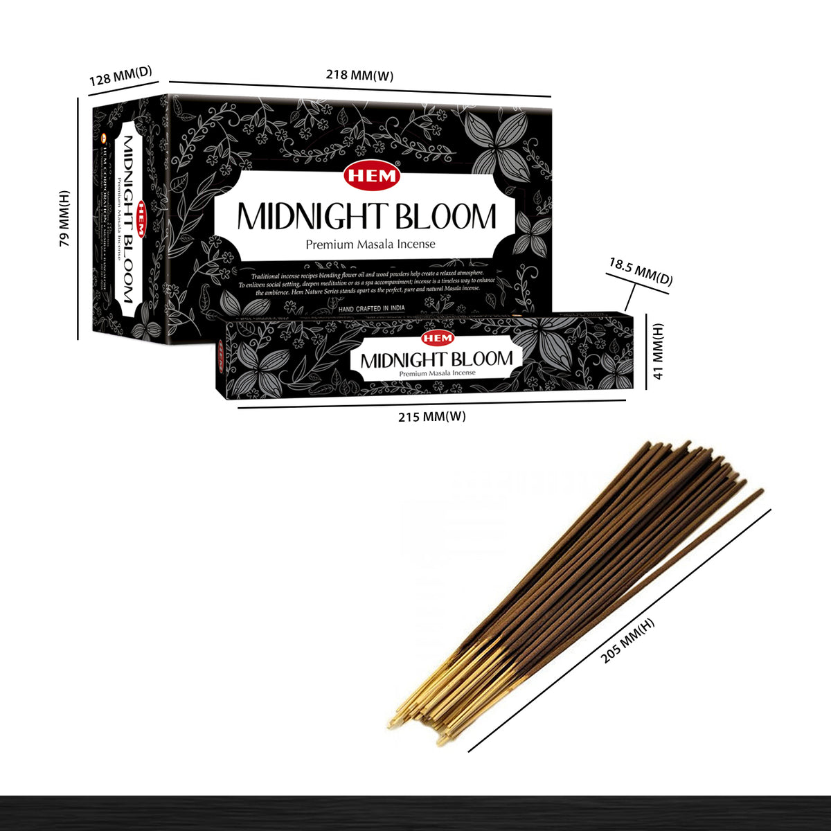 Midnight Bloom Premium Masala Incense (12 Packets 15g Each) | Hem